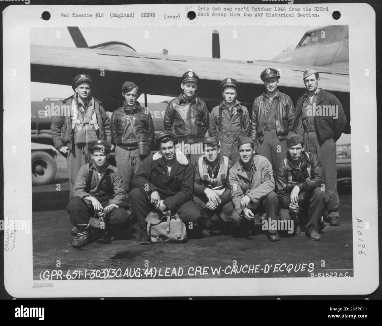 Lead Crew Of Bombing Mission To Cauche D'Ecques, France, Pose Beside A ...