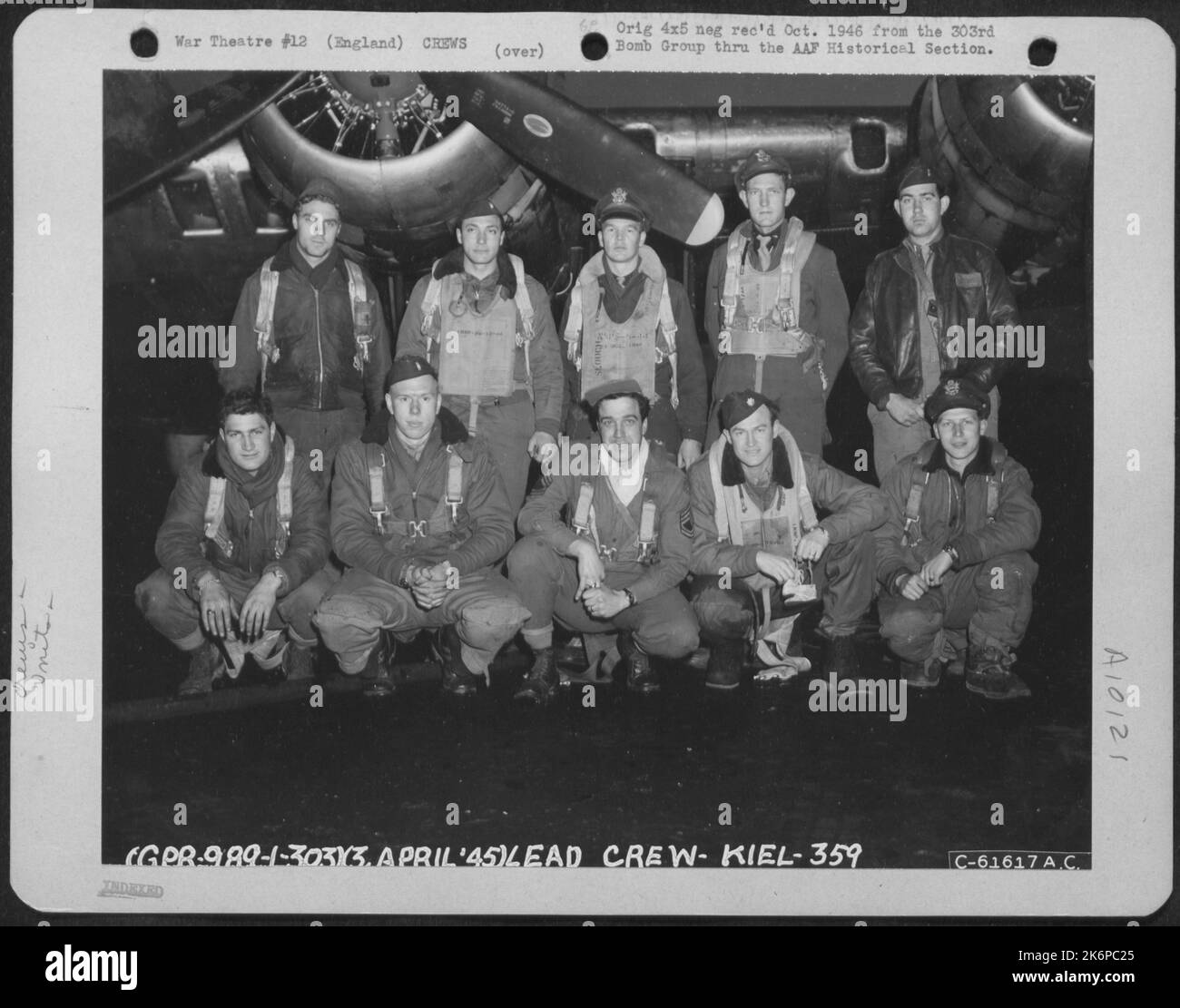 Lead Crew Of Bombing Mission To Kiel, Germany, In Front Of A Boeing B ...