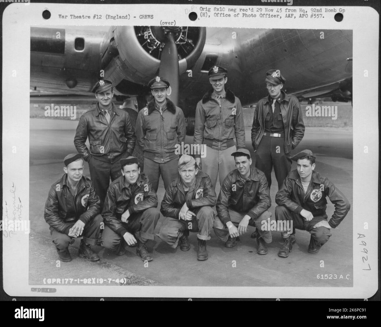 Lt. Bissell And Crew Of The 92Nd Bomb Group Beside A Boeing B-17 Flying ...