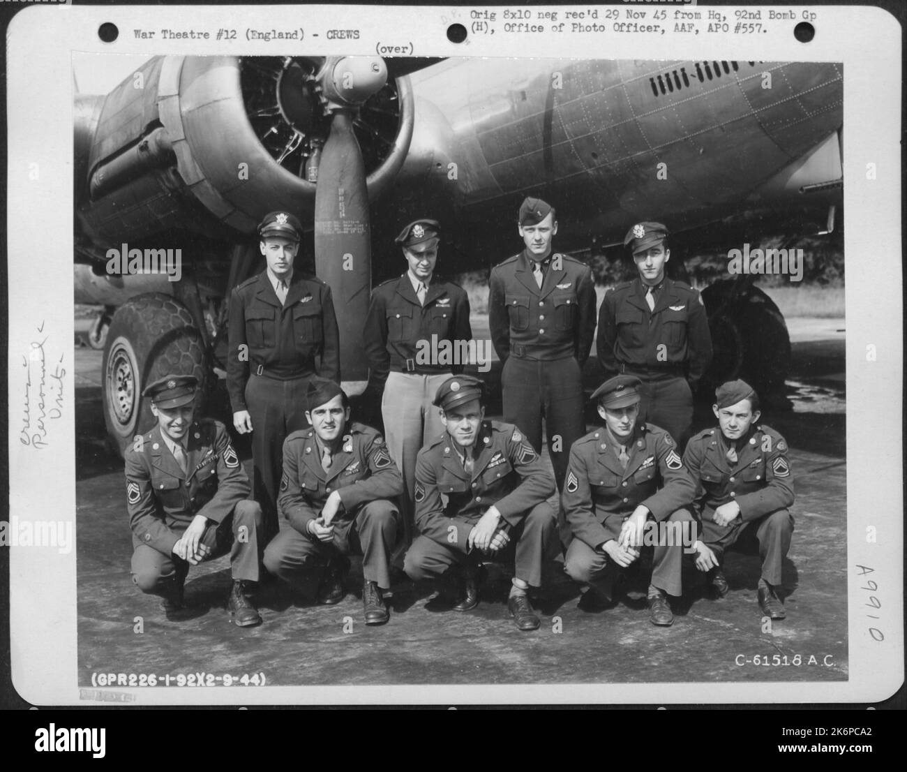 Lt. Dunlava And Crew Of The 92Nd Bomb Group Beside A Boeing B-17 Flying ...