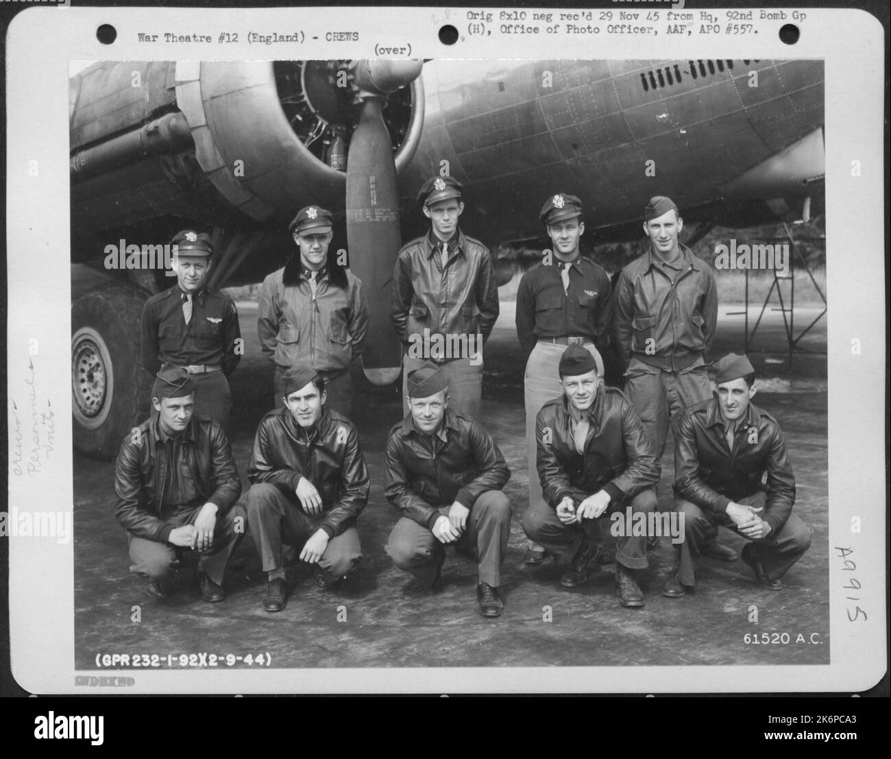 Lt. Gravelle And Crew Of The 92Nd Bomb Group Beside A Boeing B-17 ...