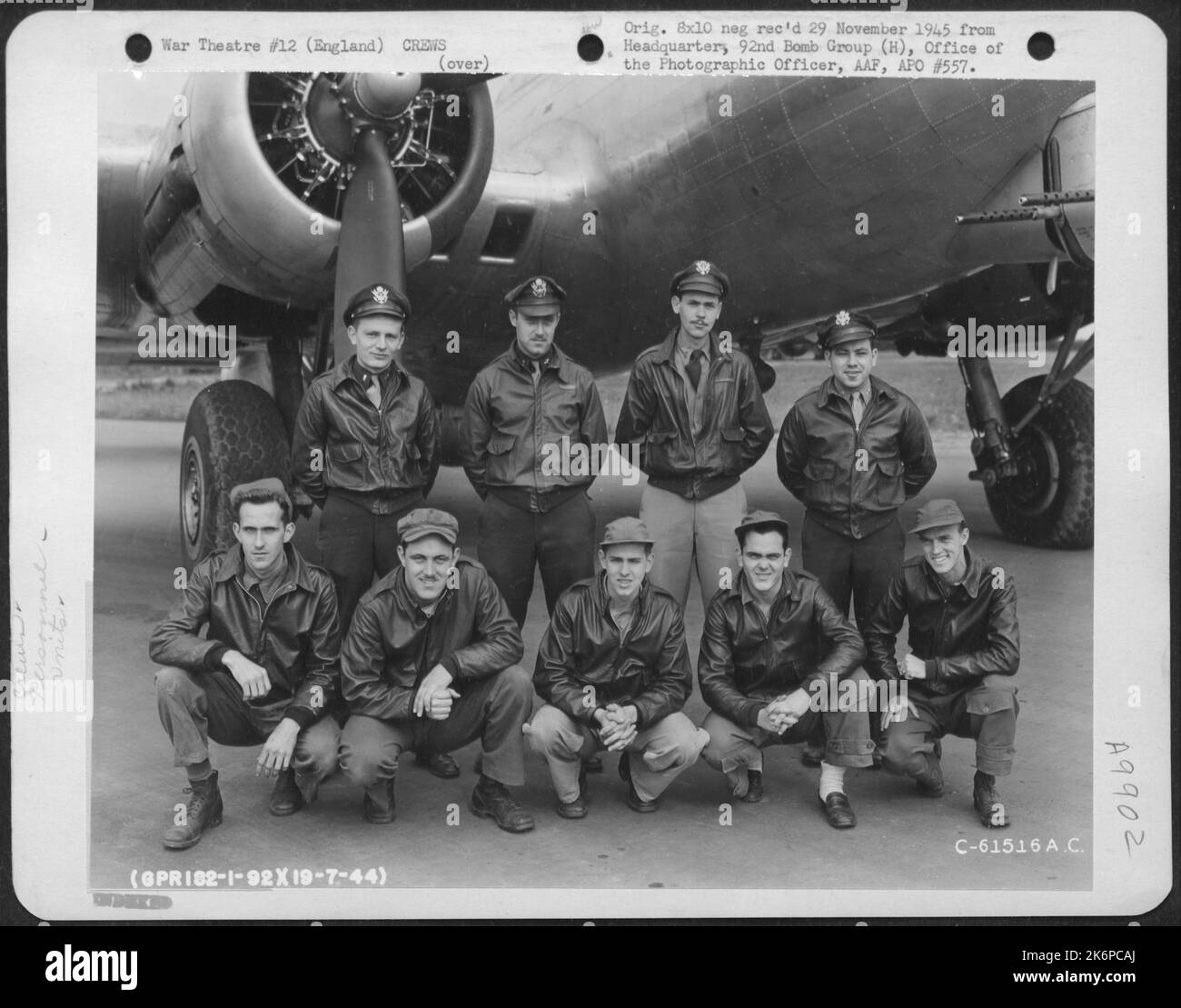 Lt. Kurkbrige And Crew Of The 92Nd Bomb Group Beside A Boeing B-17 ...