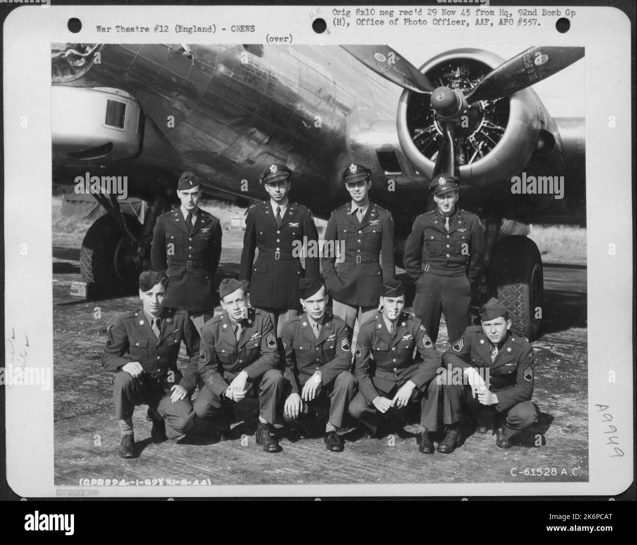 Crew Of The 92Nd Bomb Group Beside A Boeing B-17 Flying Fortress ...