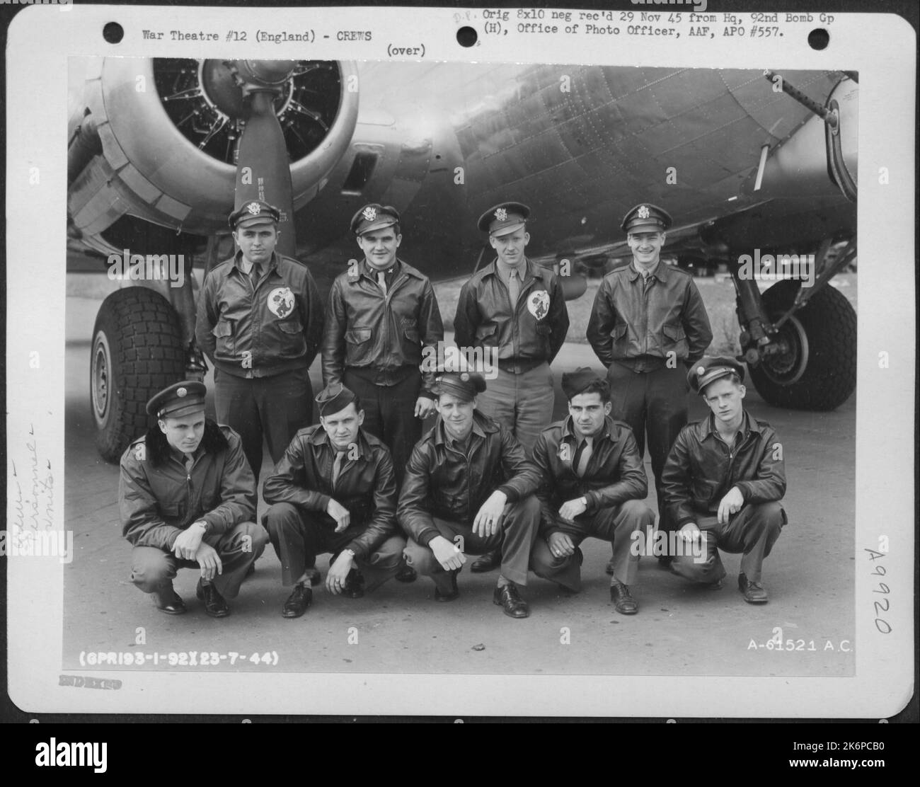 Lt. Stewart And Crew Of The 92Nd Bomb Group Beside A Boeing B-17 Flying ...