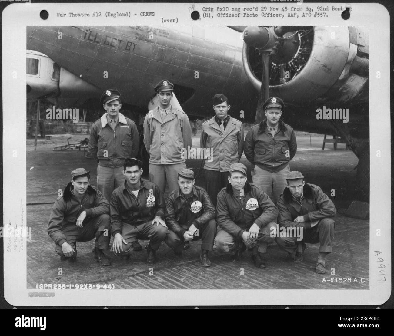 Crew Of The 92Nd Bomb Group Beside A Boeing B-17 "Flying Fortress" 'I ...