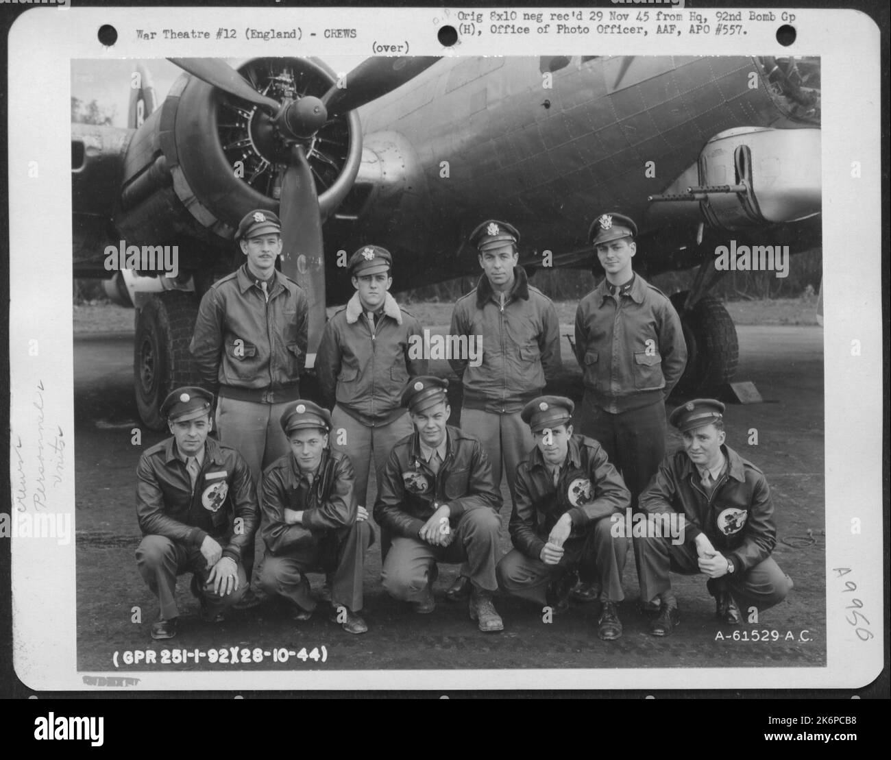 Lt. Thorall And Crew Of The 92Nd Bomb Group Beside A Boeing B-17 Flying ...