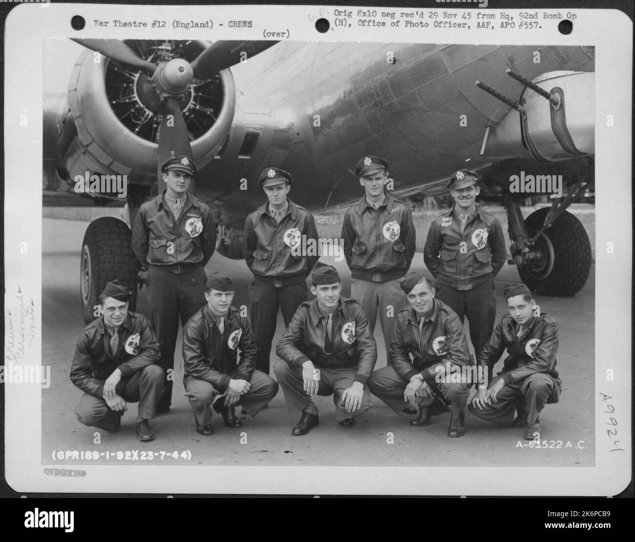 Lt. Cooper And Crew Of The 92Nd Bomb Group Beside A Boeing B-17 Flying ...