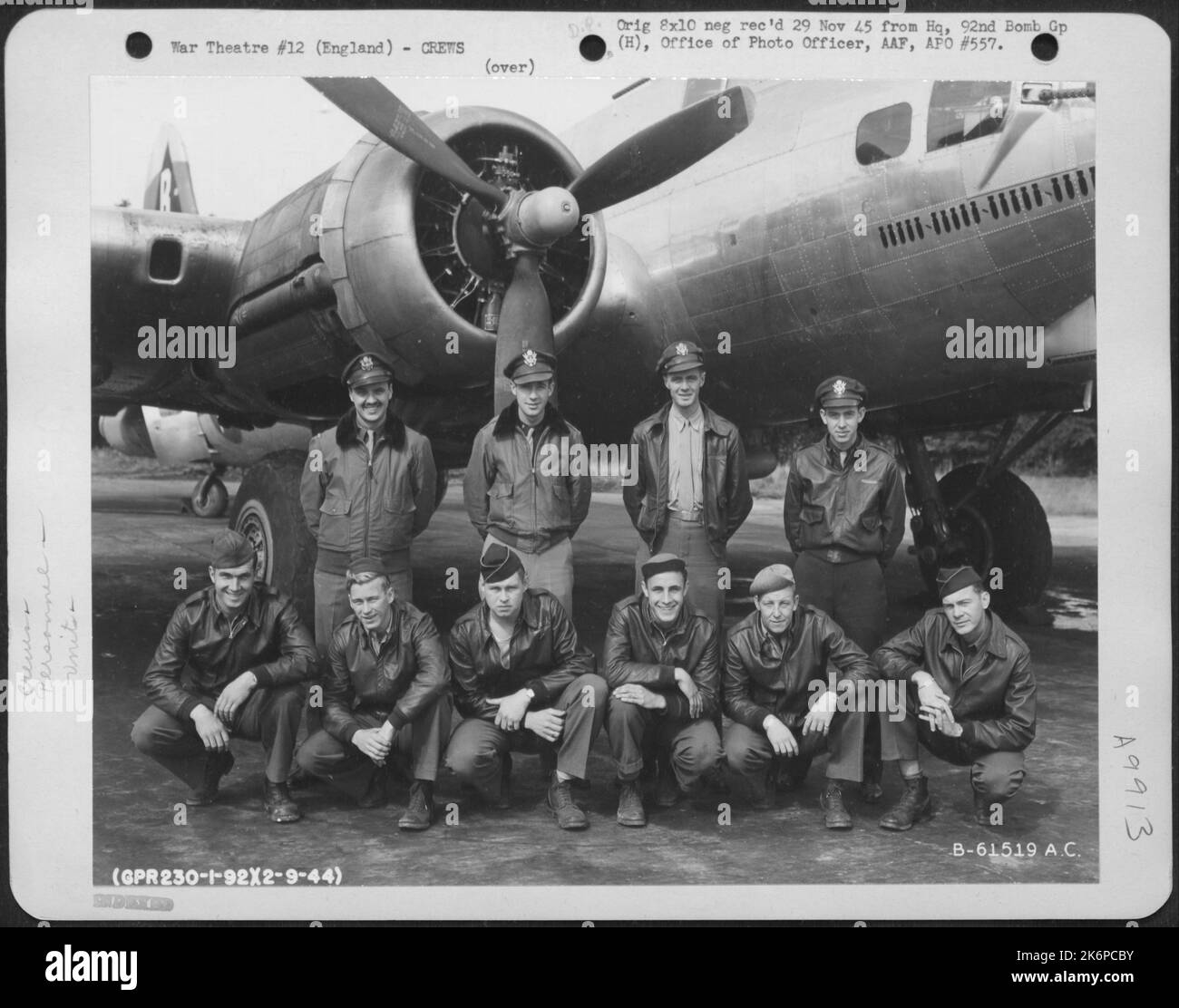 Lt. Sample And Crew Of The 92Nd Bomb Group Beside A Boeing B-17 Flying ...