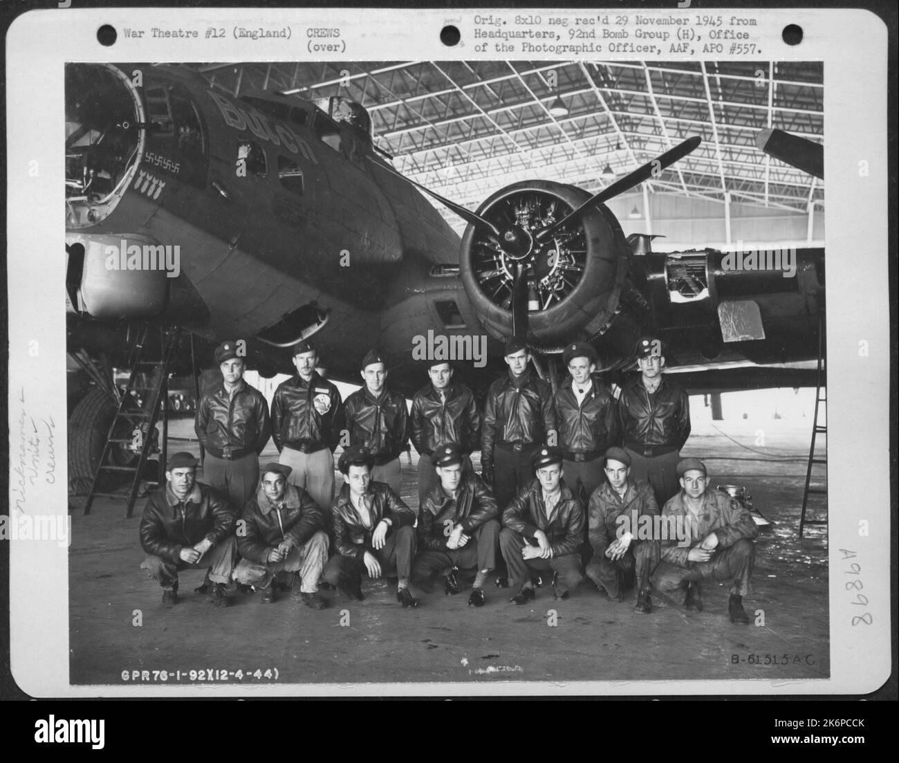 Crew Of The 92Nd Bomb Group Beside A Boeing B-17 "Flying Fortress ...