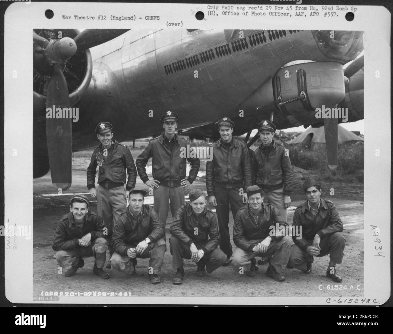Crew Of The 92Nd Bomb Group Beside A Boeing B-17 Flying Fortress ...
