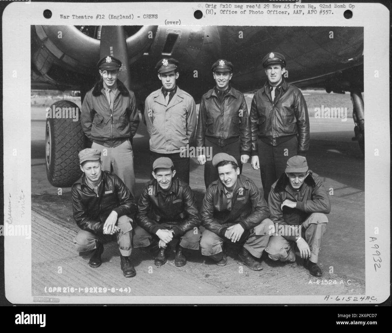 Crew Of The 92Nd Bomb Group Beside A Boeing B-17 Flying Fortress ...