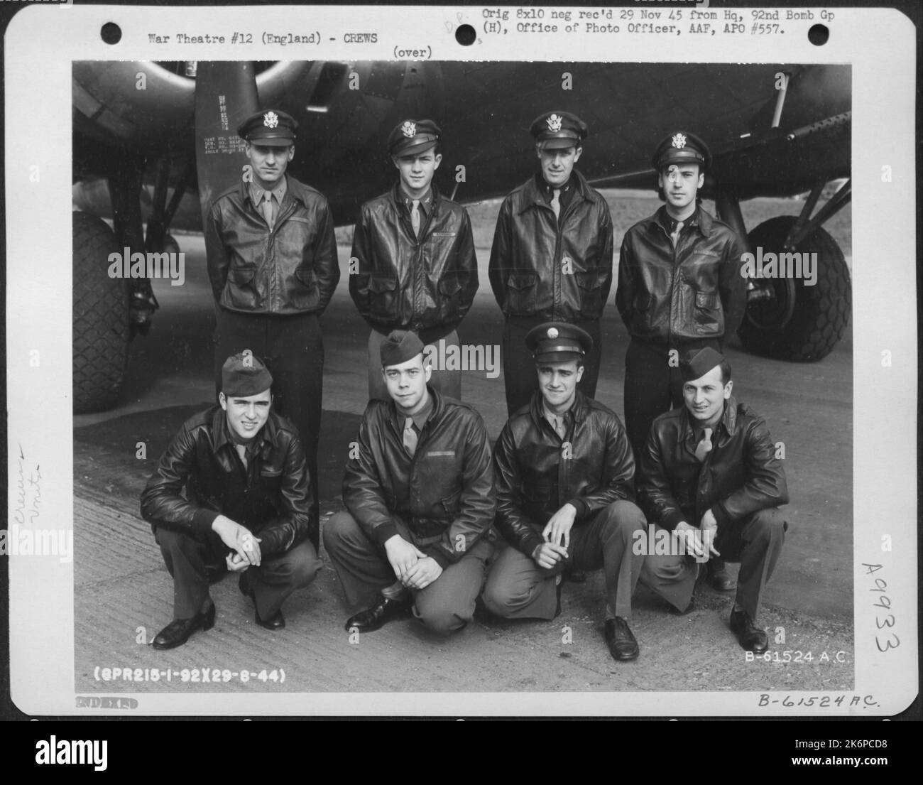 Crew Of The 92Nd Bomb Group Beside A Boeing B-17 Flying Fortress ...