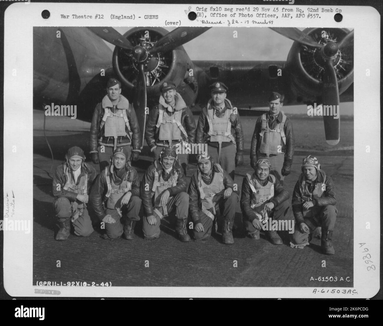 Crew Of The 92Nd Bomb Group Beside A Boeing B-17 Flying Fortress ...