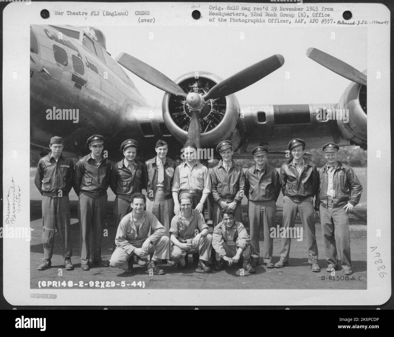 Lt. Stroud And Crew Of The 92Nd Bomb Group Beside A Boeing B-17 "Flying ...