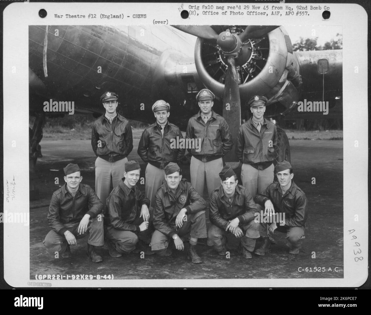 Crew Of The 92Nd Bomb Group Beside A Boeing B-17 Flying Fortress ...