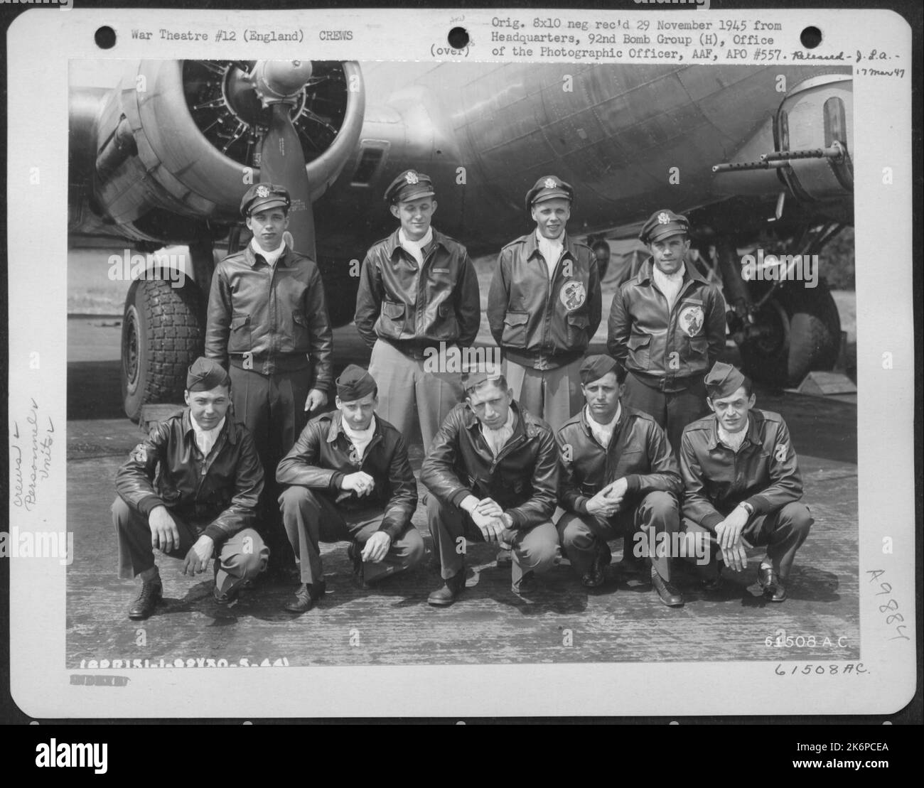 Lt. Donlon And Crew Of The 92Nd Bomb Group Beside A Boeing B-17 Flying ...