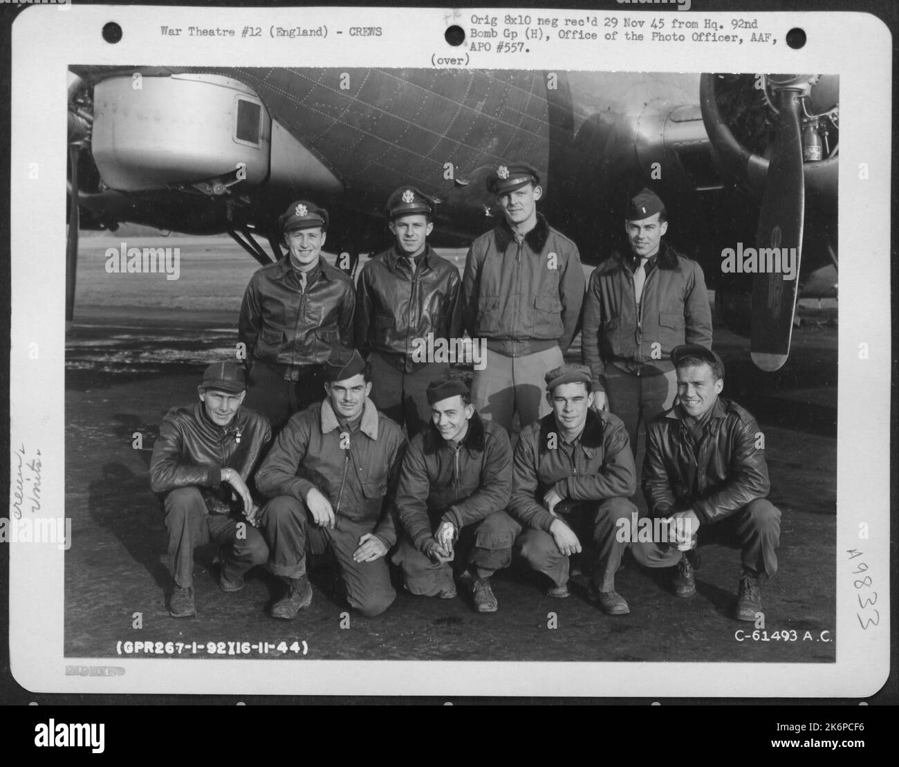 Crew Of The 92Nd Bomb Group Beside A Boeing B-17 Flying Fortress ...