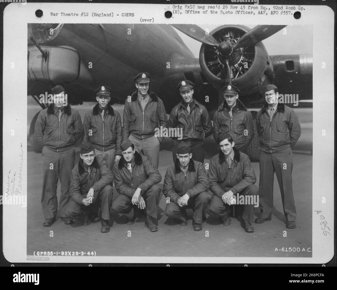 Lt. Mcnamara And Crew Of The 92Nd Bomb Group Beside A Boeing B-17 ...