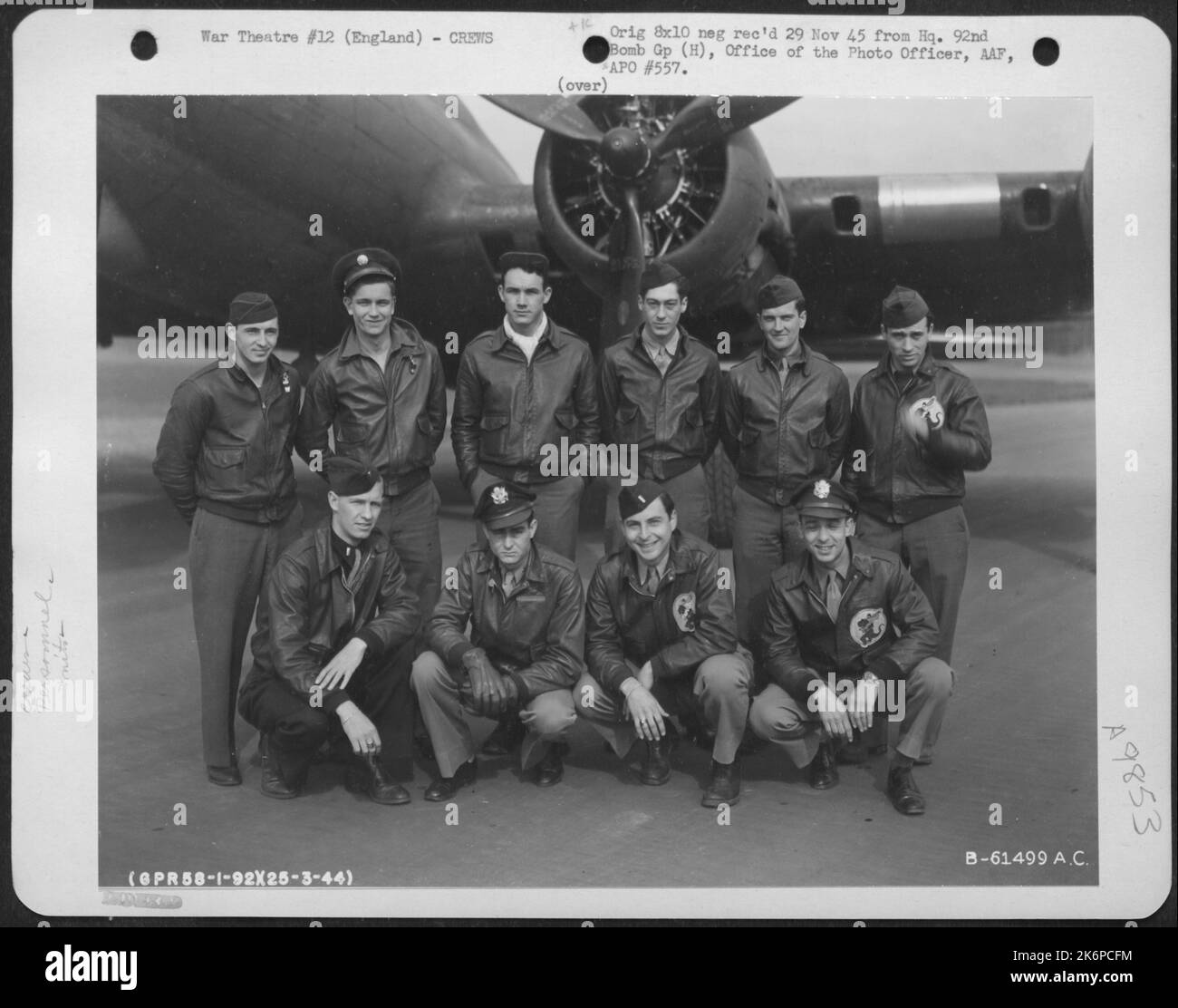 Lt. Carey And Crew Of The 92Nd Bomb Group Beside A Boeing B-17 Flying ...
