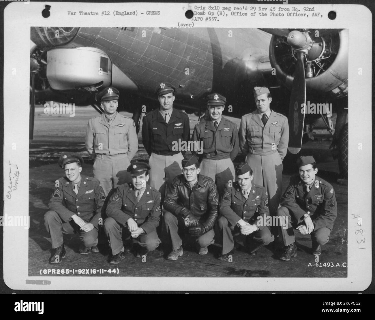 Crew Of The 92Nd Bomb Group Beside A Boeing B-17 Flying Fortress ...