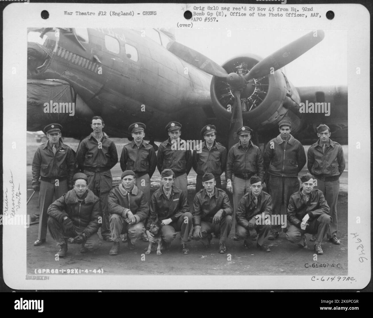 Lt. Pickins And Crew Of The 92Nd Bomb Group Beside A Boeing B-17 ...