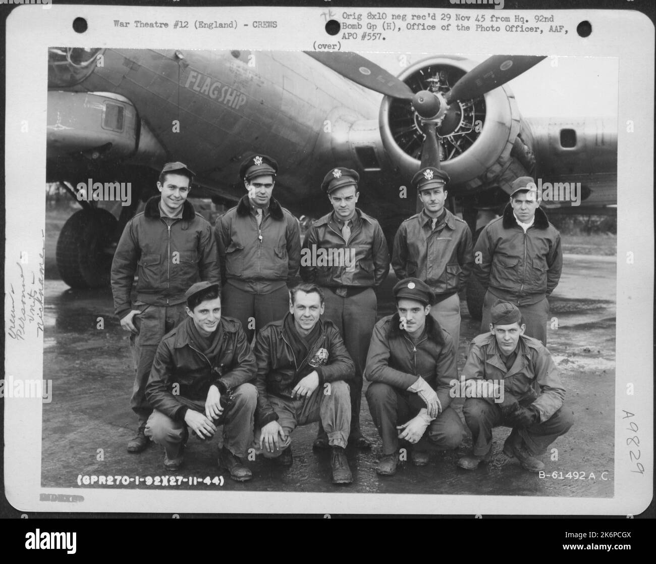 Lt. Mosher And Crew Of The 92Nd Bomb Group Beside A Boeing B-17 "Flying ...