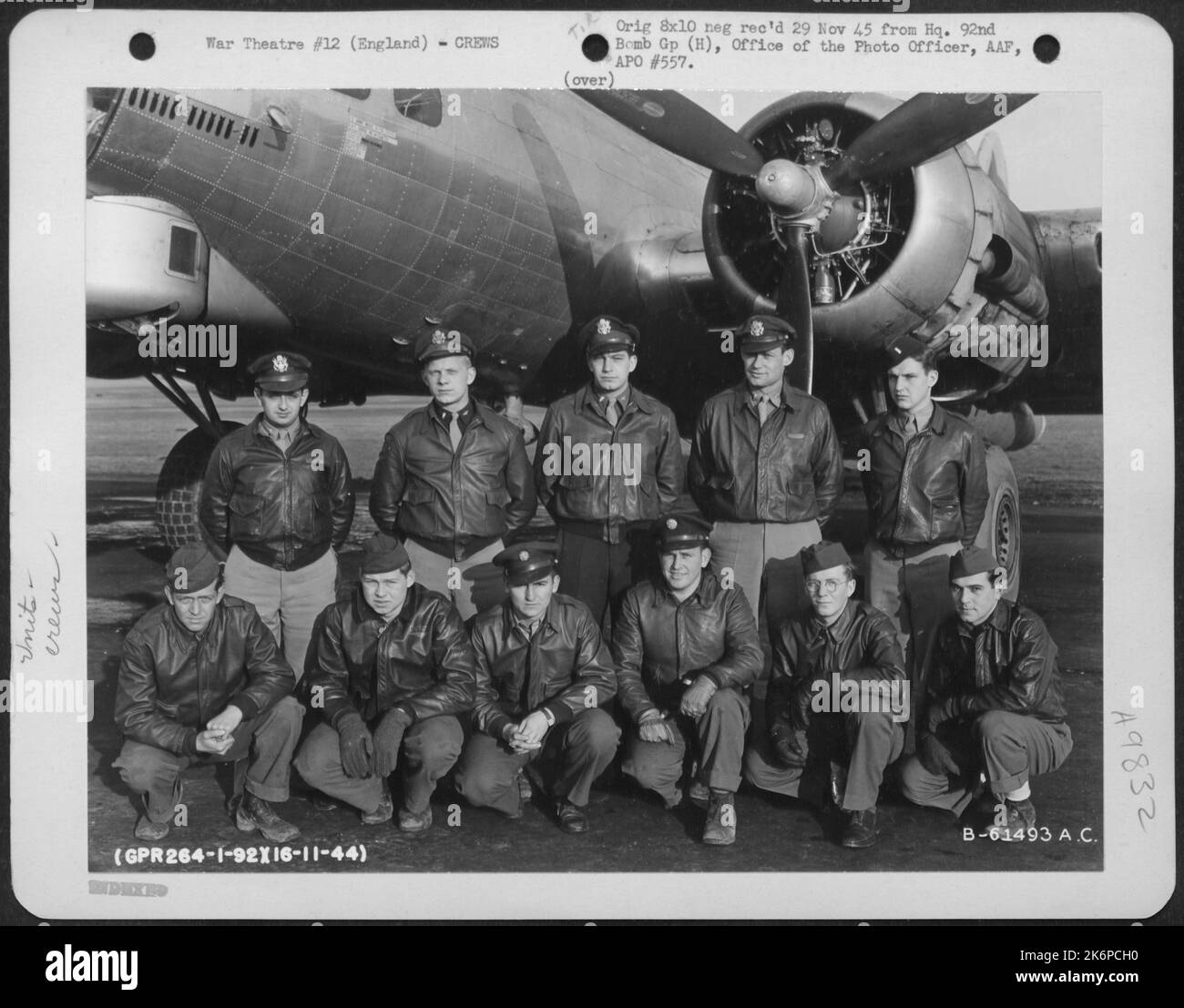 Crew Of The 92Nd Bomb Group Beside A Boeing B-17 Flying Fortress ...