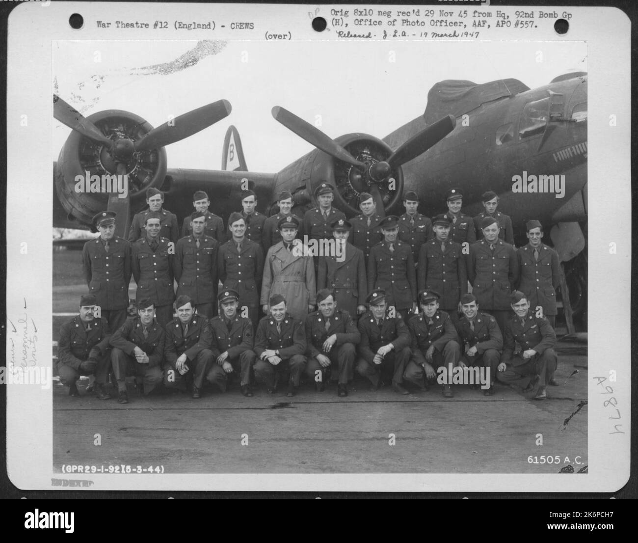 Lt. Ermour And Crew Of The 92Nd Bomb Group Beside A Boeing B-17 Flying ...