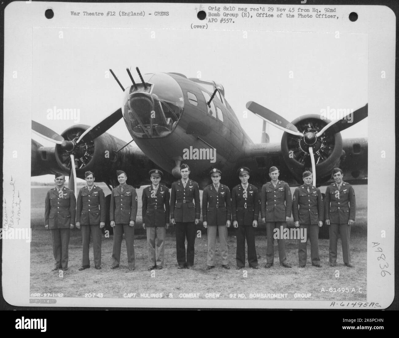 Capt. Hulings And Combat Crew Of The 92Nd Bomb Group Beside A Boeing B ...