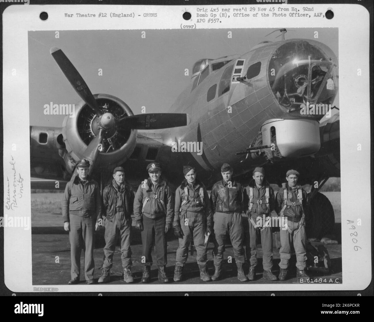 Crew Of The 92Nd Bomb Group Beside A Boeing B-17 Flying Fortress ...