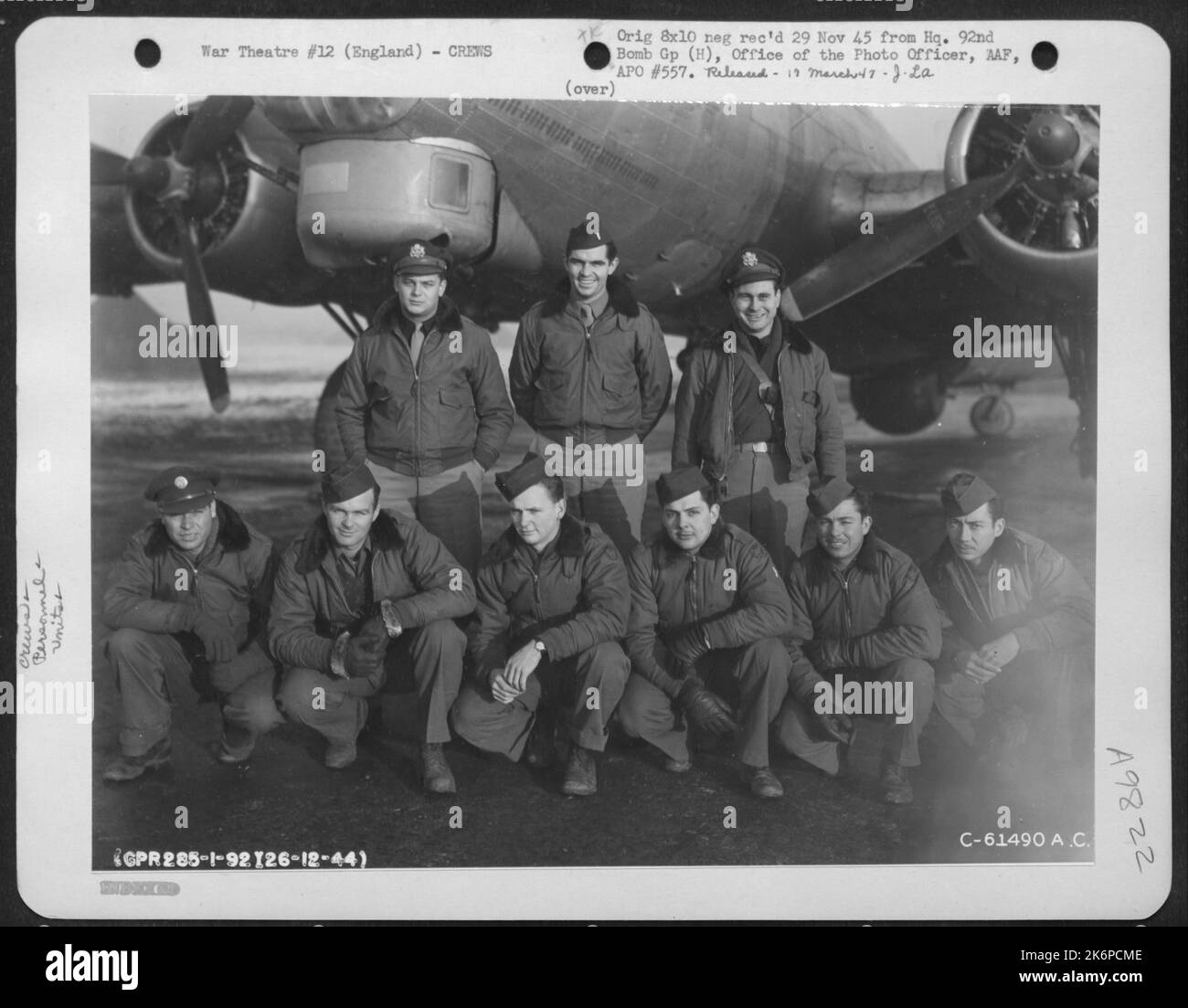 Lt. Morrow And Crew Of The 92Nd Bomb Group Beside A Boeing B-17 Flying ...