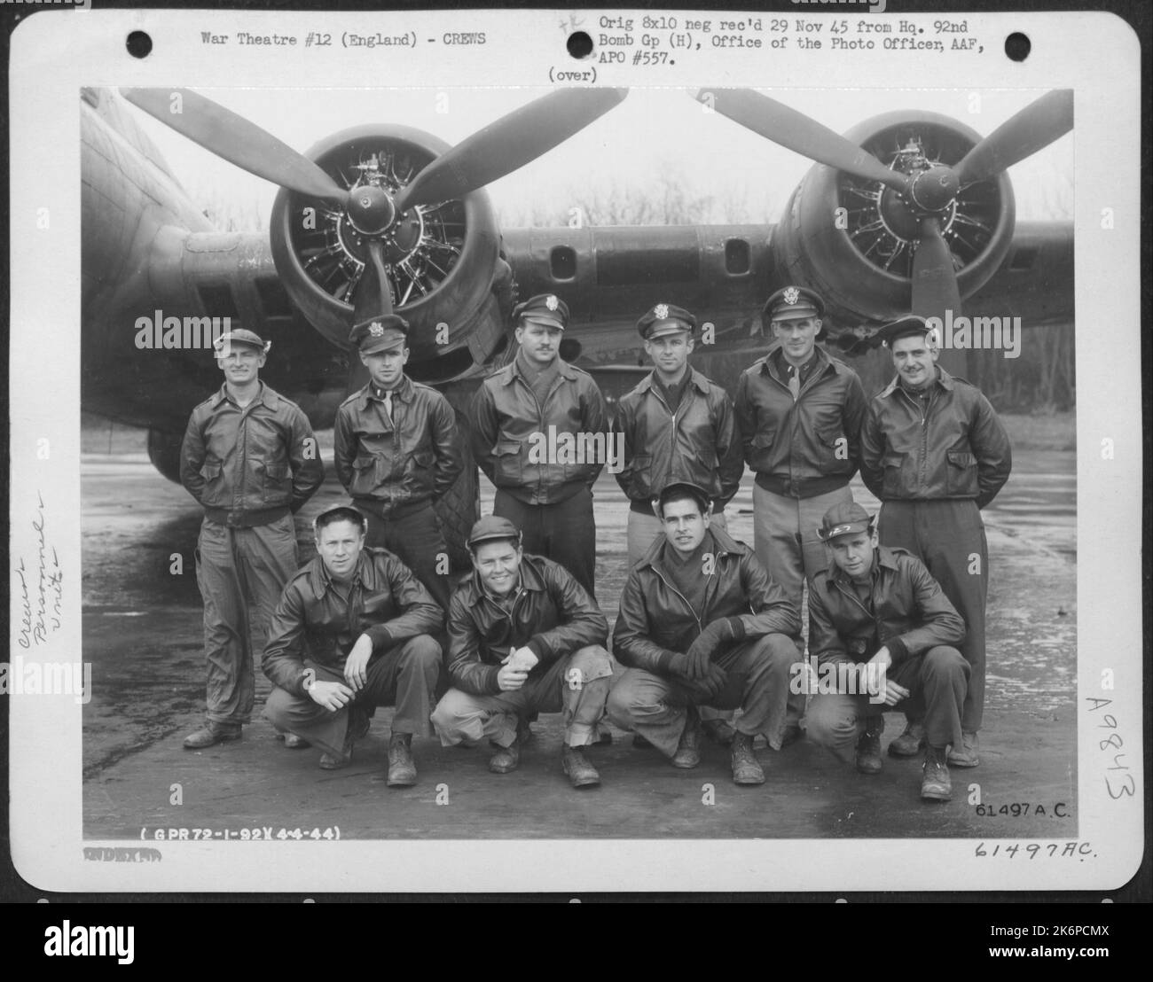 Lt. Dunker And Crew Of The 92Nd Bomb Group Beside A Boeing B-17 Flying ...
