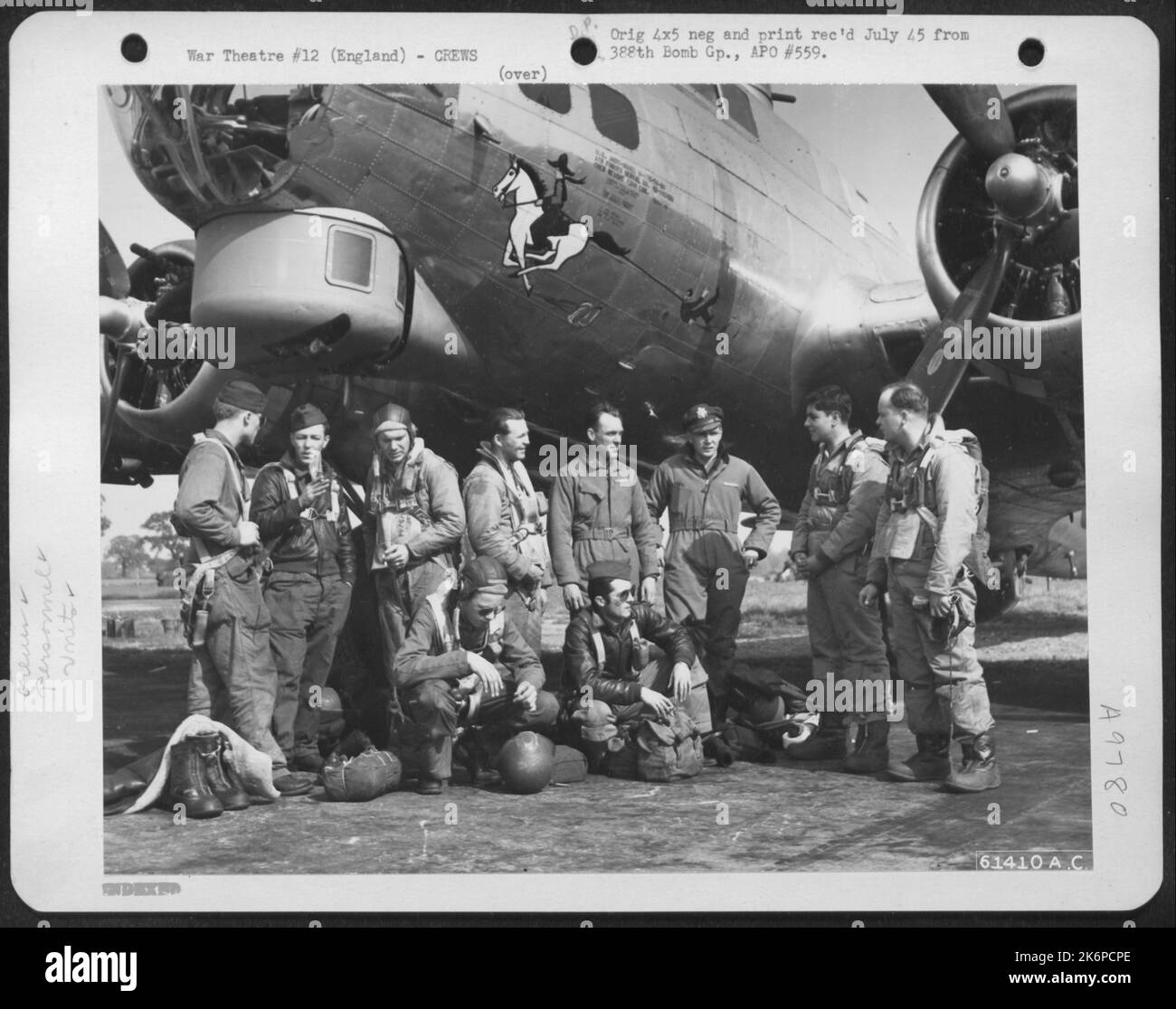 Crew Of The 562Nd Bomb Squadron, 388Th Bomb Group, Beside A Boeing B-17 ...