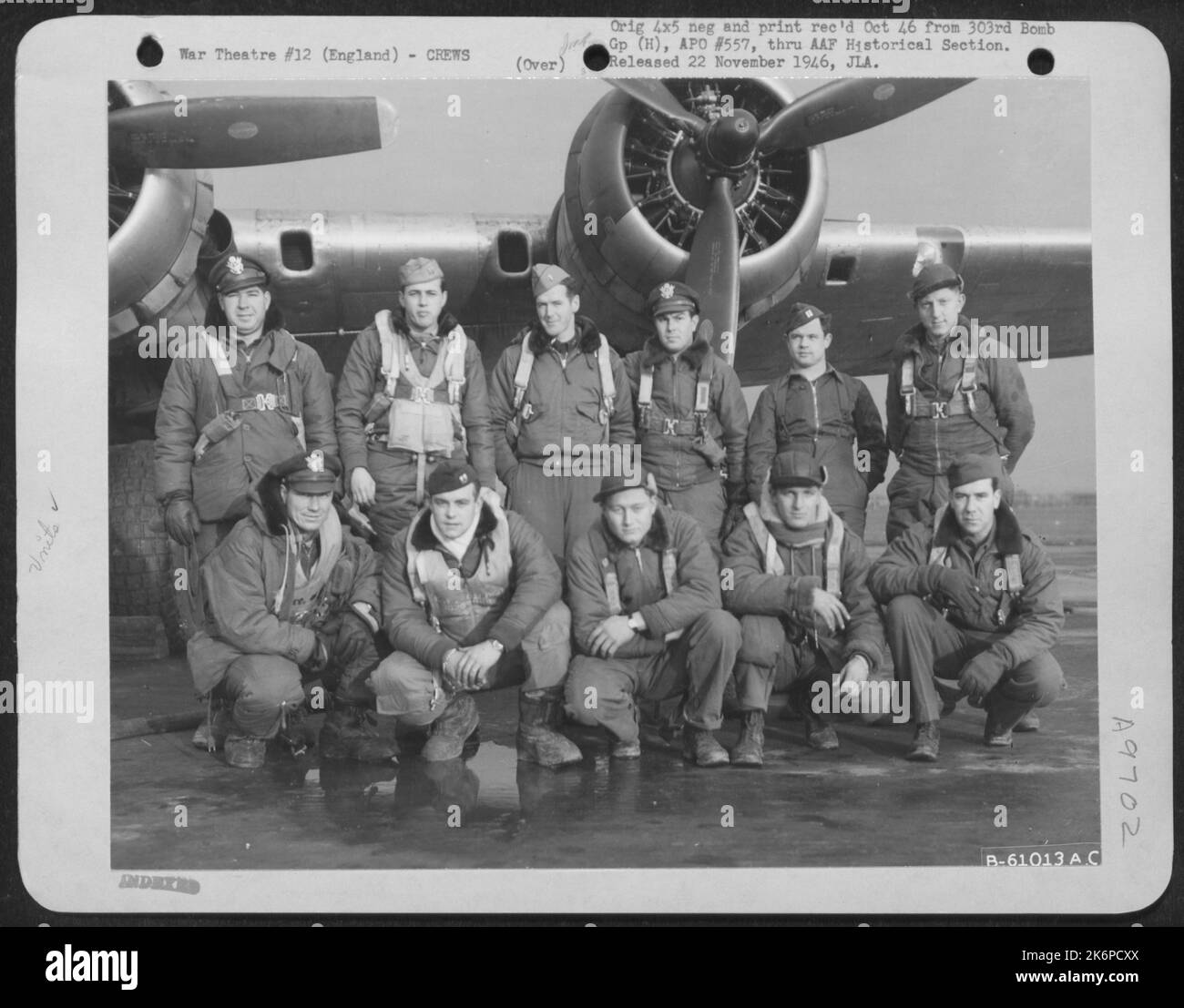 Lead Crew On Bombing Mission To Kall, Sweden, In Front Of A Boeing B-17 ...