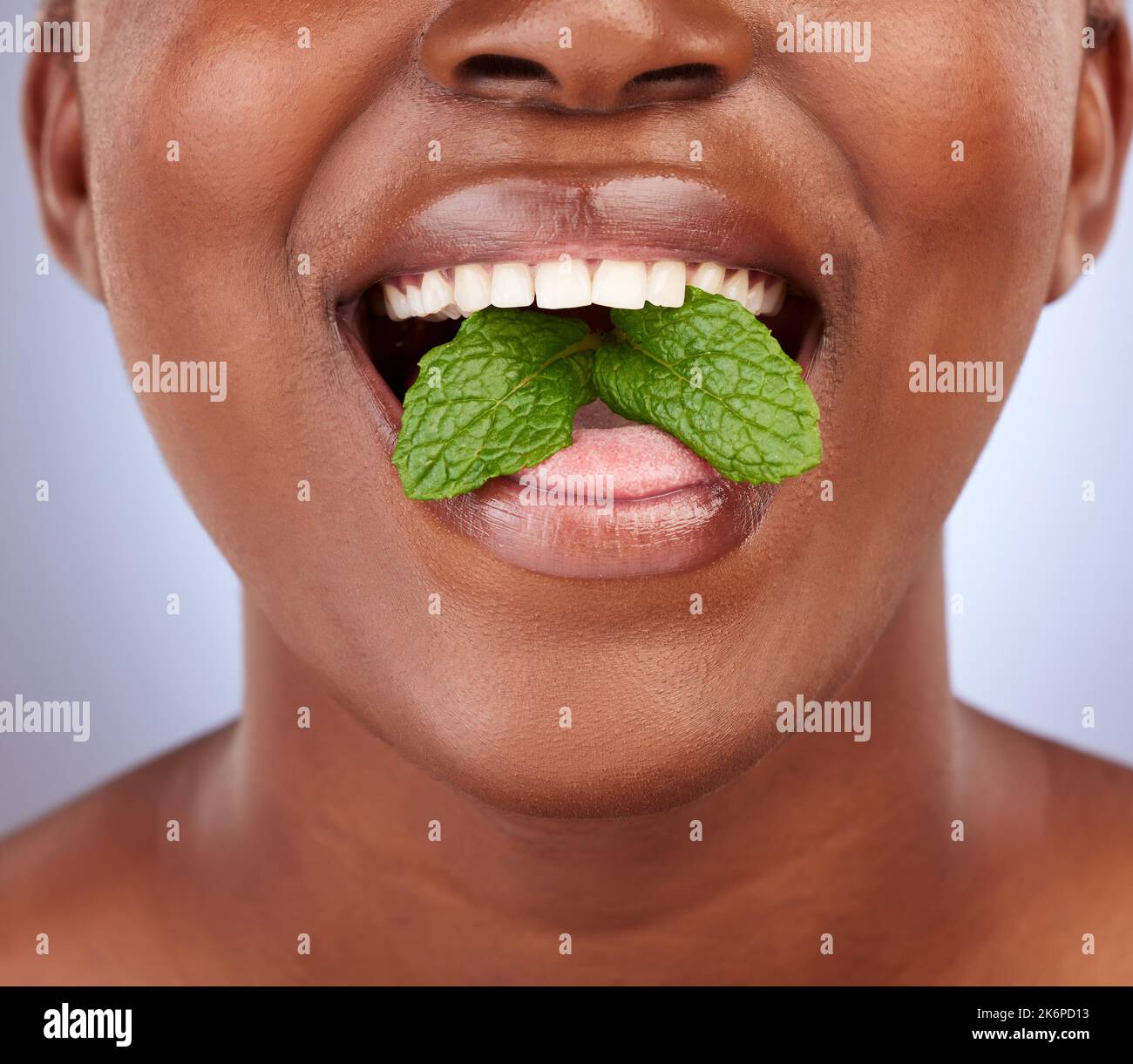 Beauty woman mint leaf alone hi-res stock photography and images - Alamy