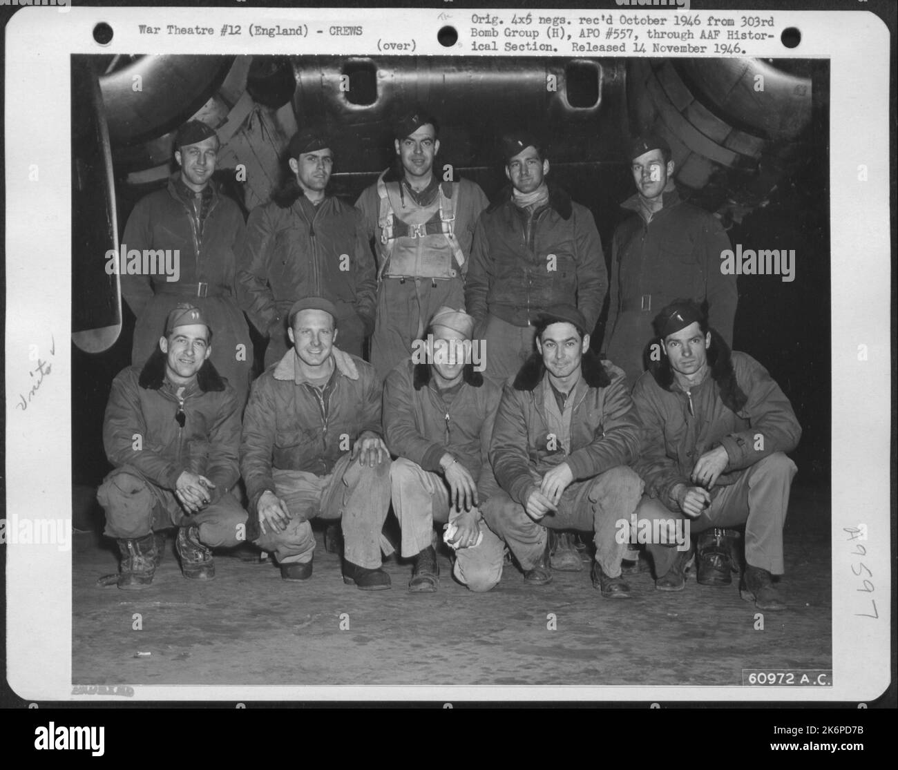 Lead Crew On Bombing Mission To Hagen, Germany, Beside The Boeing B-17 ...