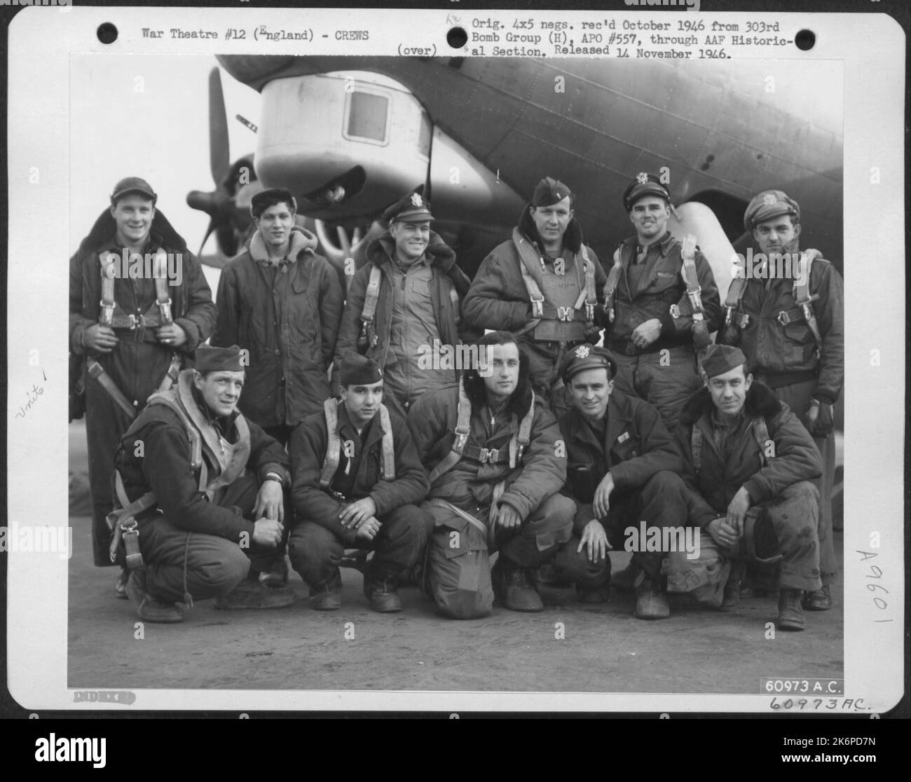 Lead Crew On Bombing Mission To Nurnburg, Germany, Beside A Boeing B-17 ...
