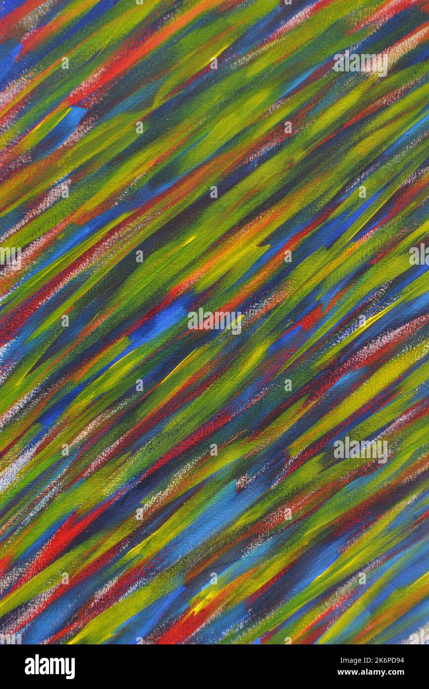 Background from different strokes of red, yellow, green and blue paint ...