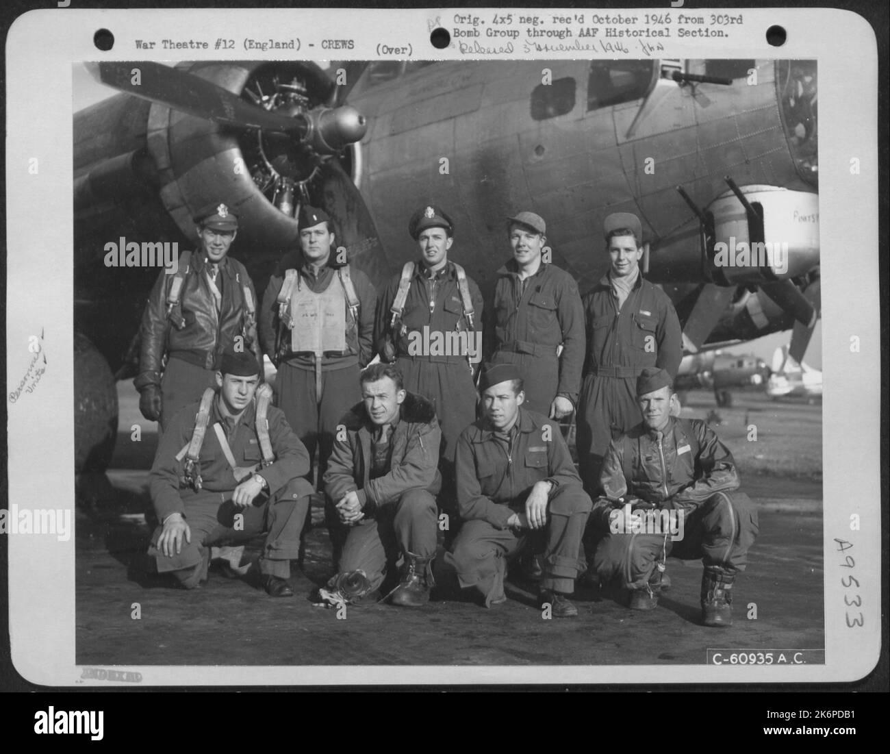 Lt. Hall And Crew Of The 359Th Bomb Squadron, 303Rd Bomb Group, Beside ...