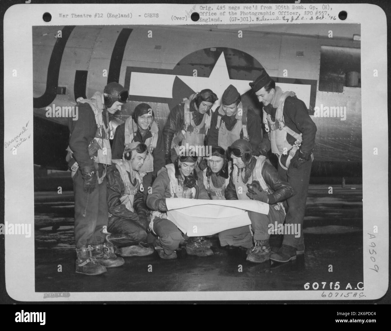 Lt. Davis And Crew Of The 305Th Bomb Group, Are Shown Beside A B-17 ...