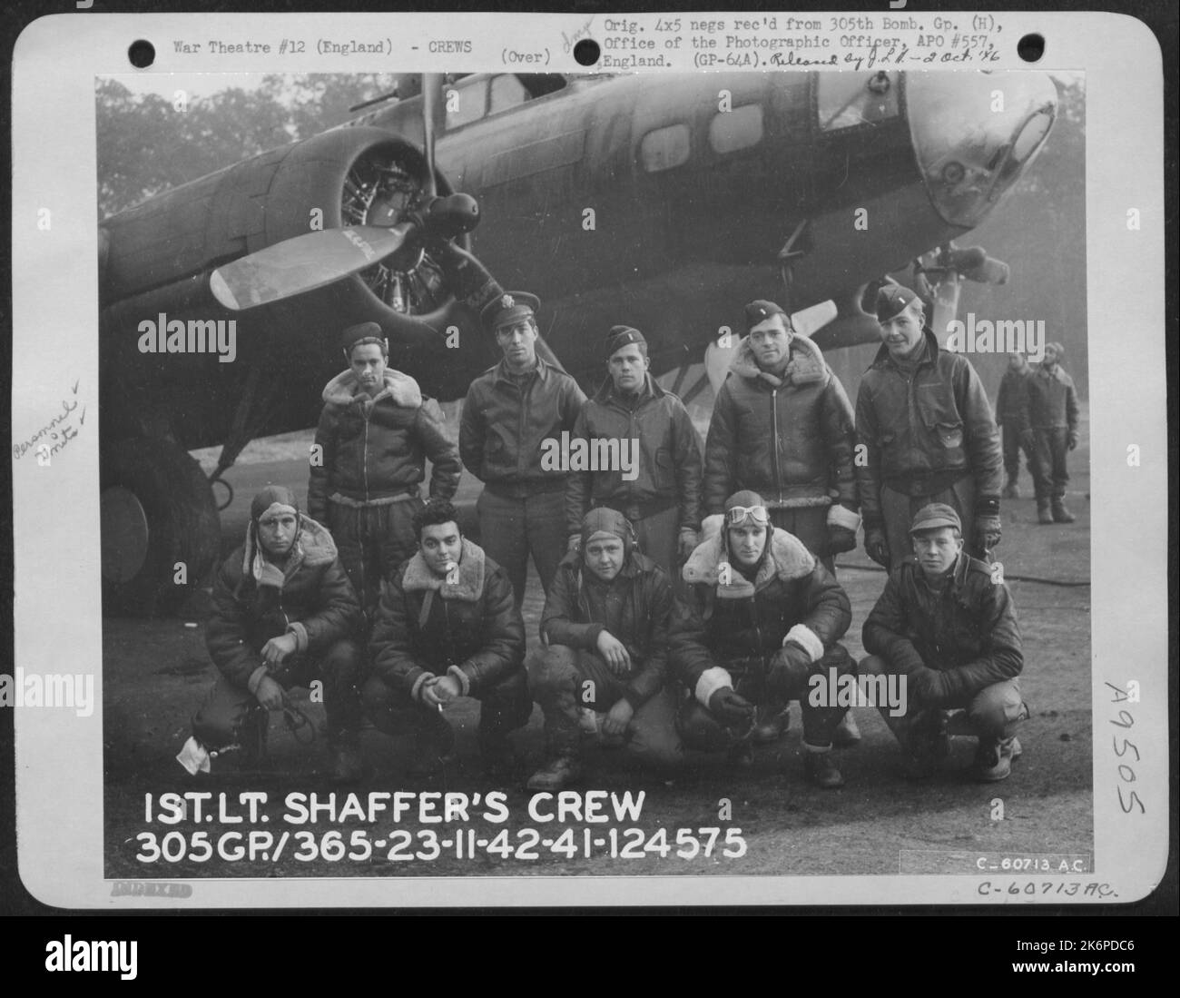 1St Lt. Shaffer And Crew Of The 305Th Bomb Group, Are Shown Beside A B ...