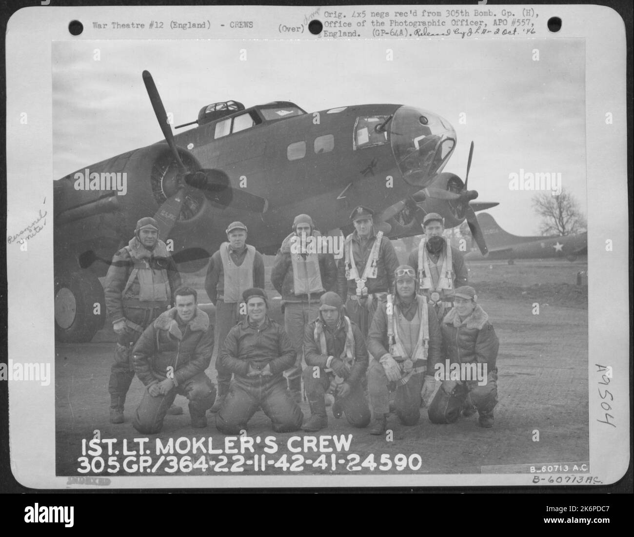 1St Lt. Mokler And Crew Of The 305Th Bomb Group, Are Shown Beside A B ...