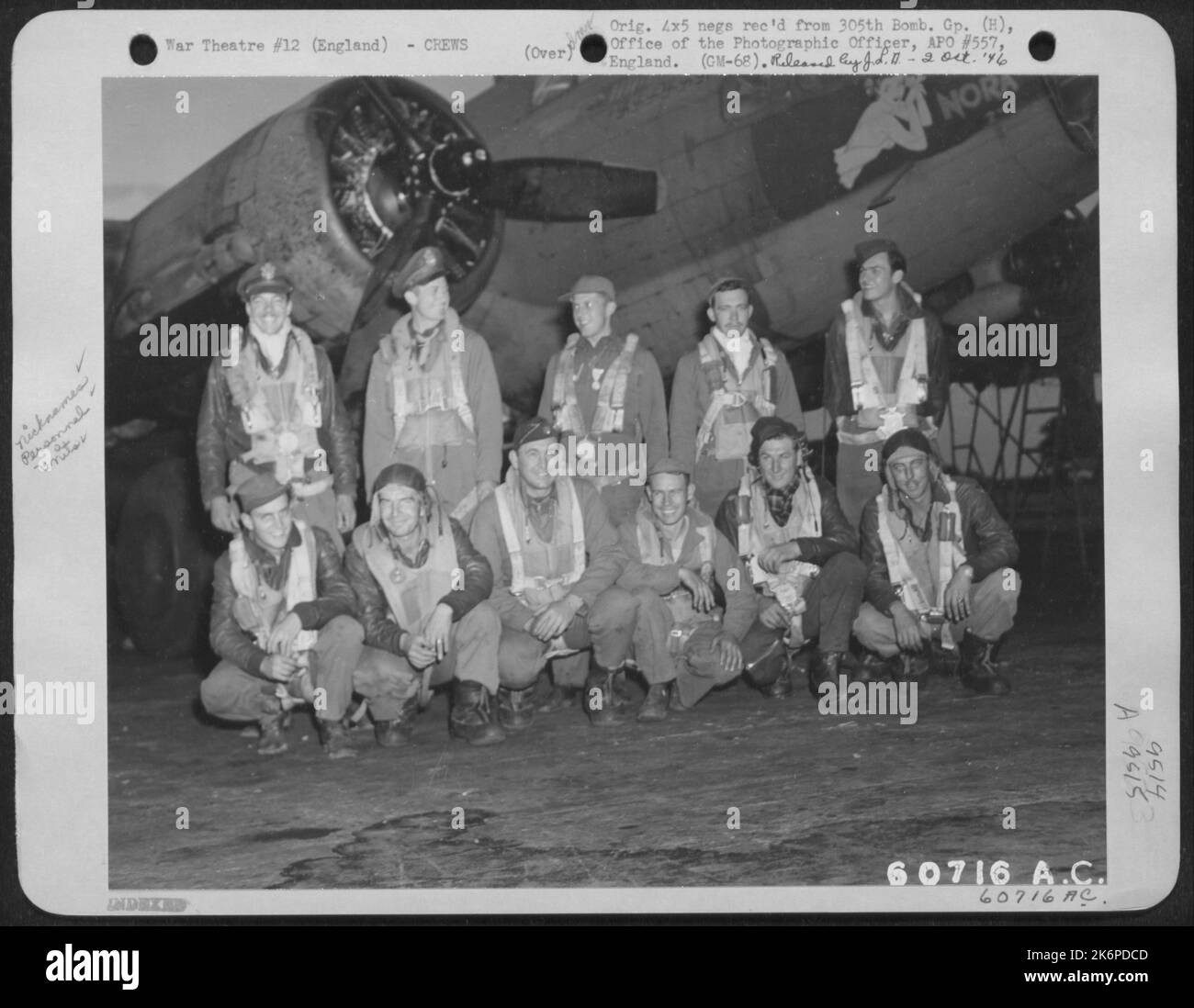 Lt. Personeus And Crew Of The 305Th Bomb Group, Are Shown Beside A B-17 ...