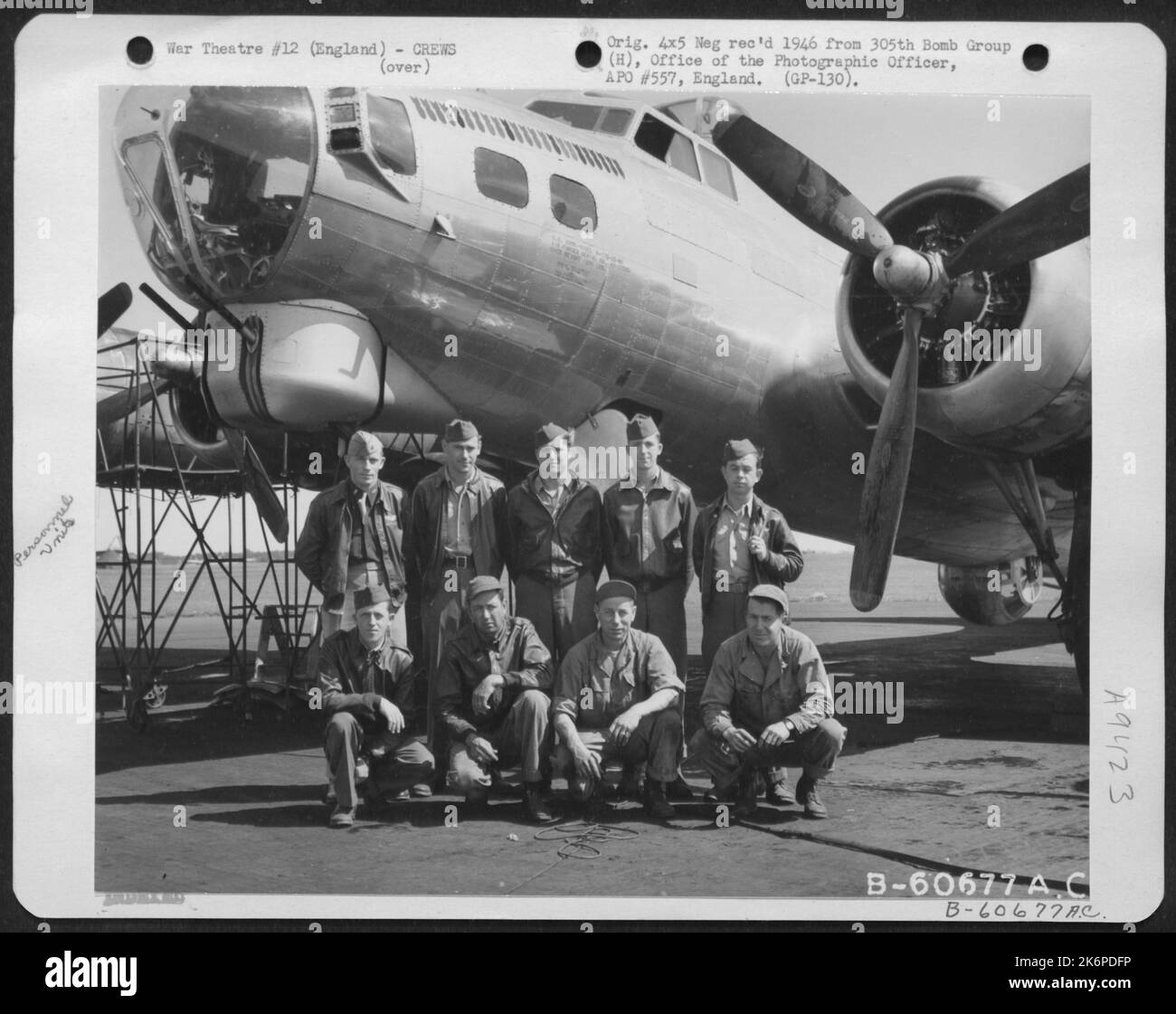 Lt. Kuhn And Crew Of The 364Th Bomb Squadron, 305Th Bomb Group Beside A ...