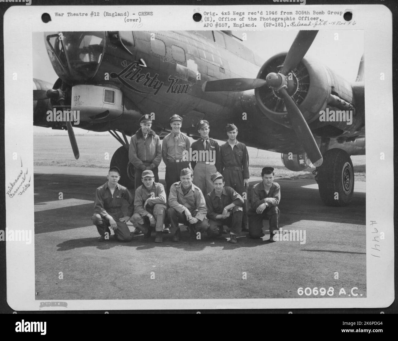 Lt. Grow And Crew Of The 305Th Bomb Group Beside The Boeing B-17 ...