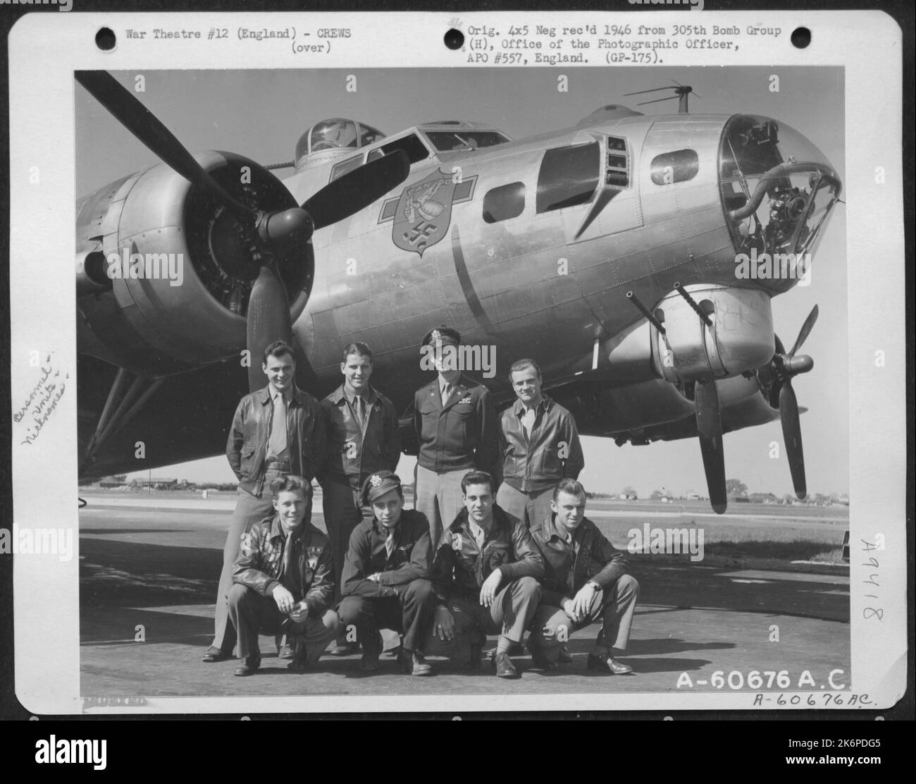 Lt. Ward And Crew Of The 305Th Bomb Group Beside A Boeing B-17 "Flying ...