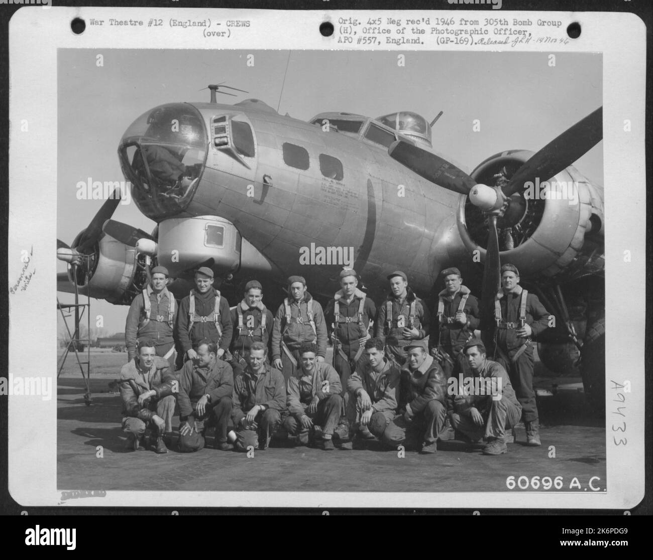 Lt. Reynolds And Crew Of The 305Th Bomb Group Beside A Boeing B-17 ...