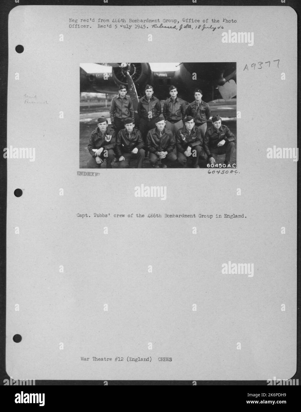 Capt. Tubbs' Crew Of The 486Th Bombardment Group In England Stock Photo ...