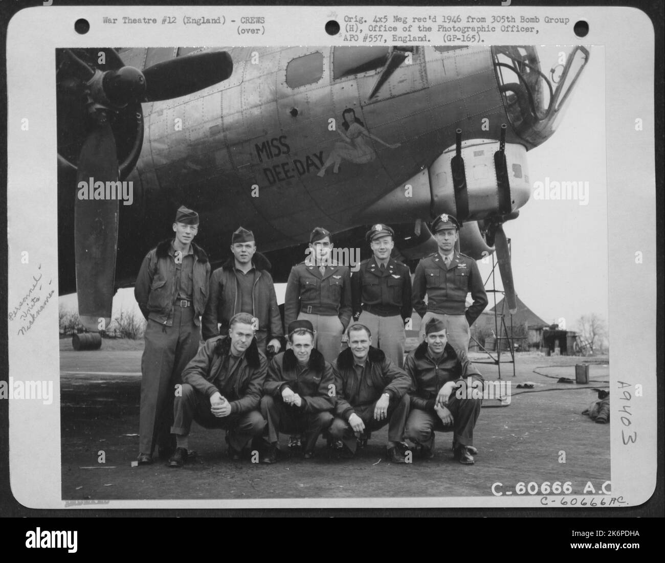 Lt. Bell And Crew Of The 305Th Bomb Group Shown Beside Their Boeing B ...