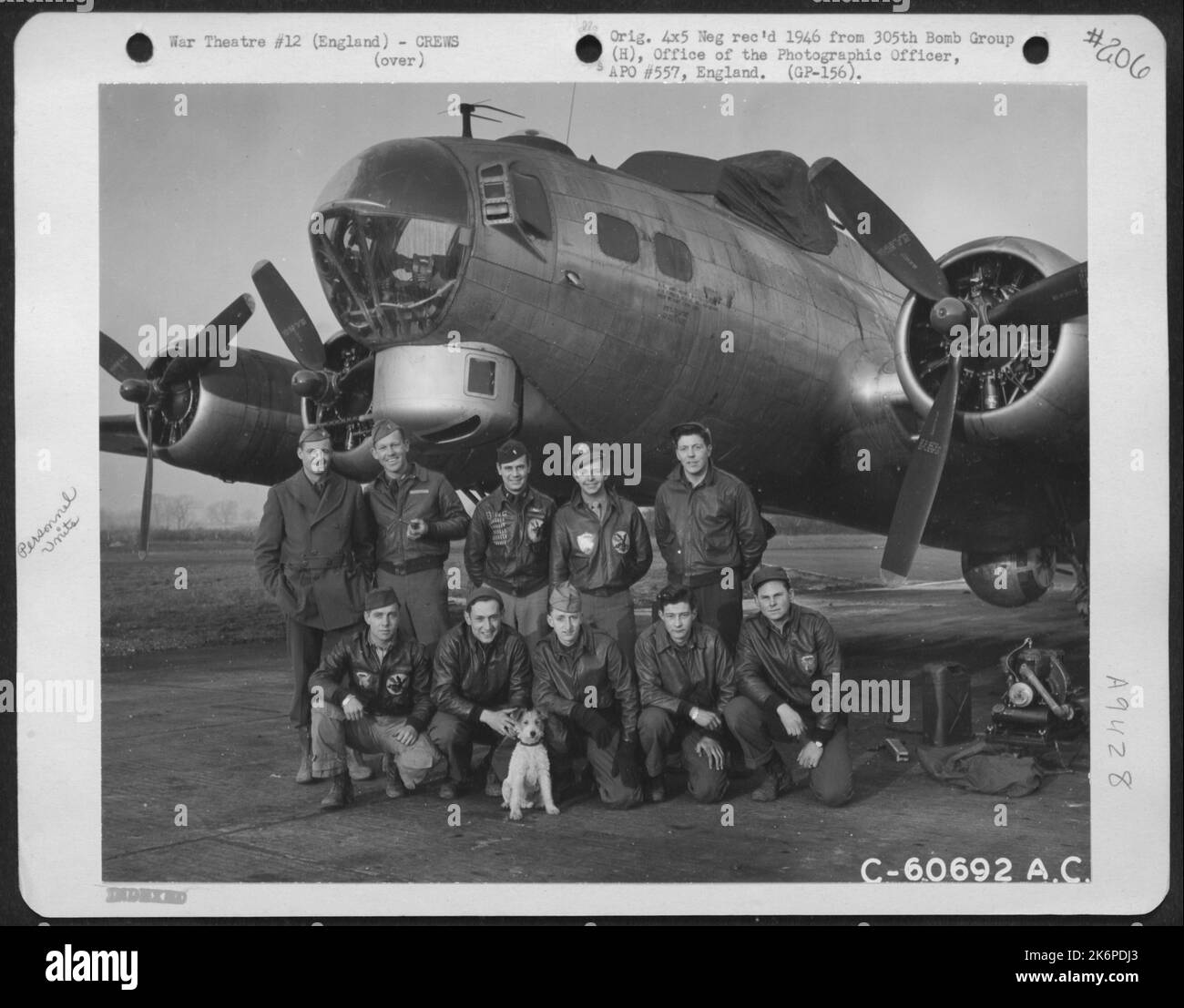 Major Prior And Crew Of The 305Th Bomb Group Beside A Boeing B-17 ...